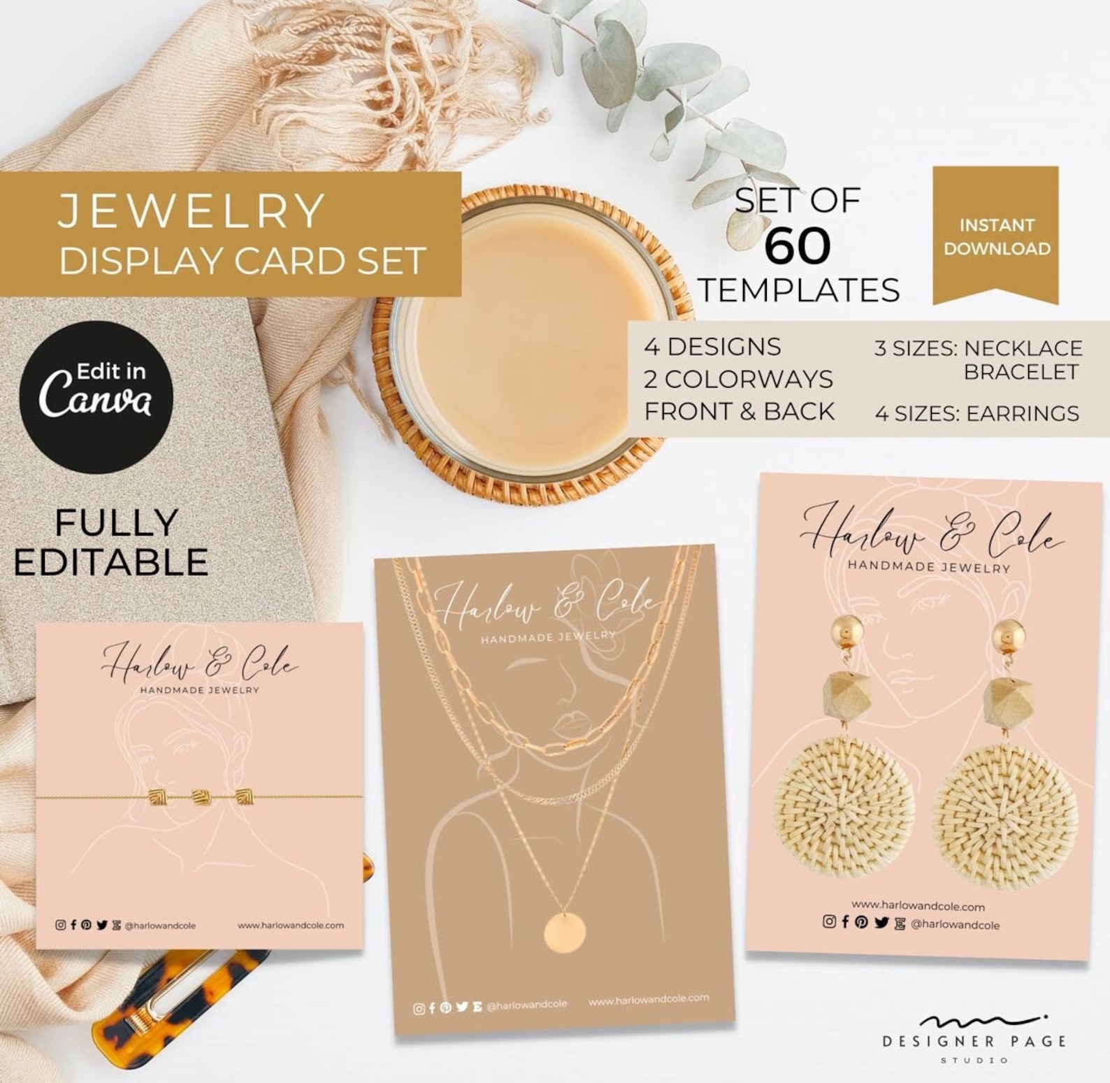 Editable Jewelry Display Card Template Canva, Printable Earrings ...