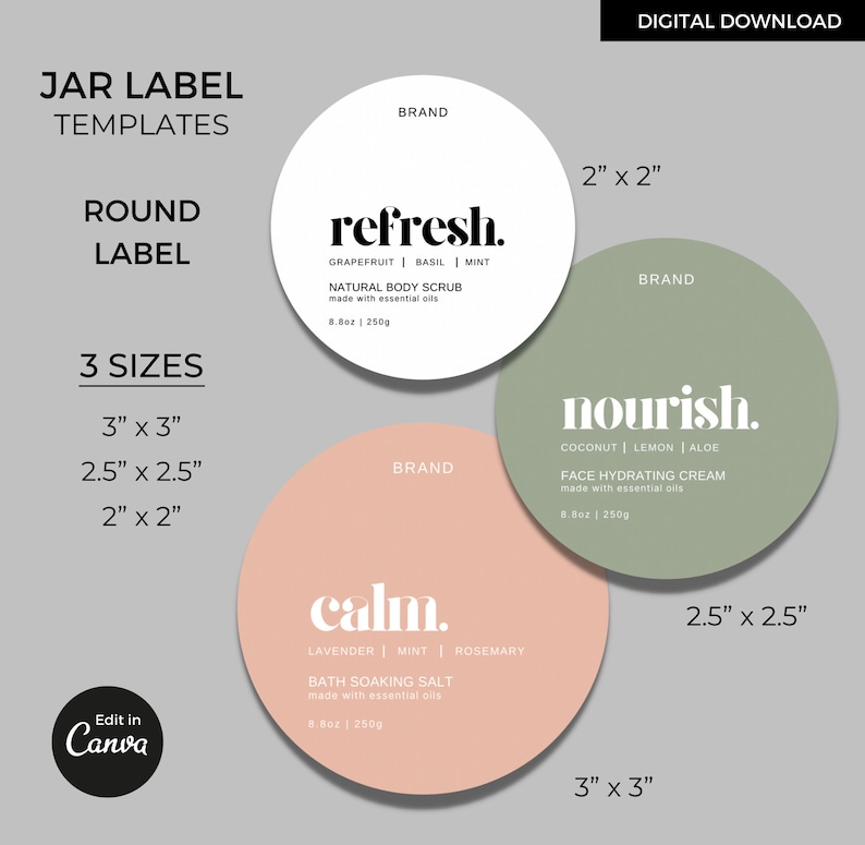 Cosmetic Jar Label Template Canva Editable, Printable Product Label ...
