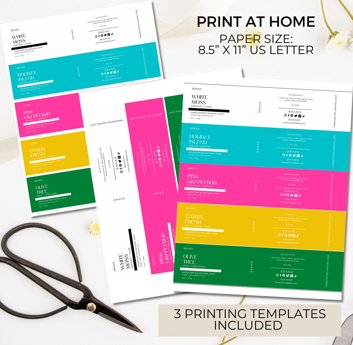 Editable Bar Soap Labels Template Canva, Soap Sleeve Labels Printable ...