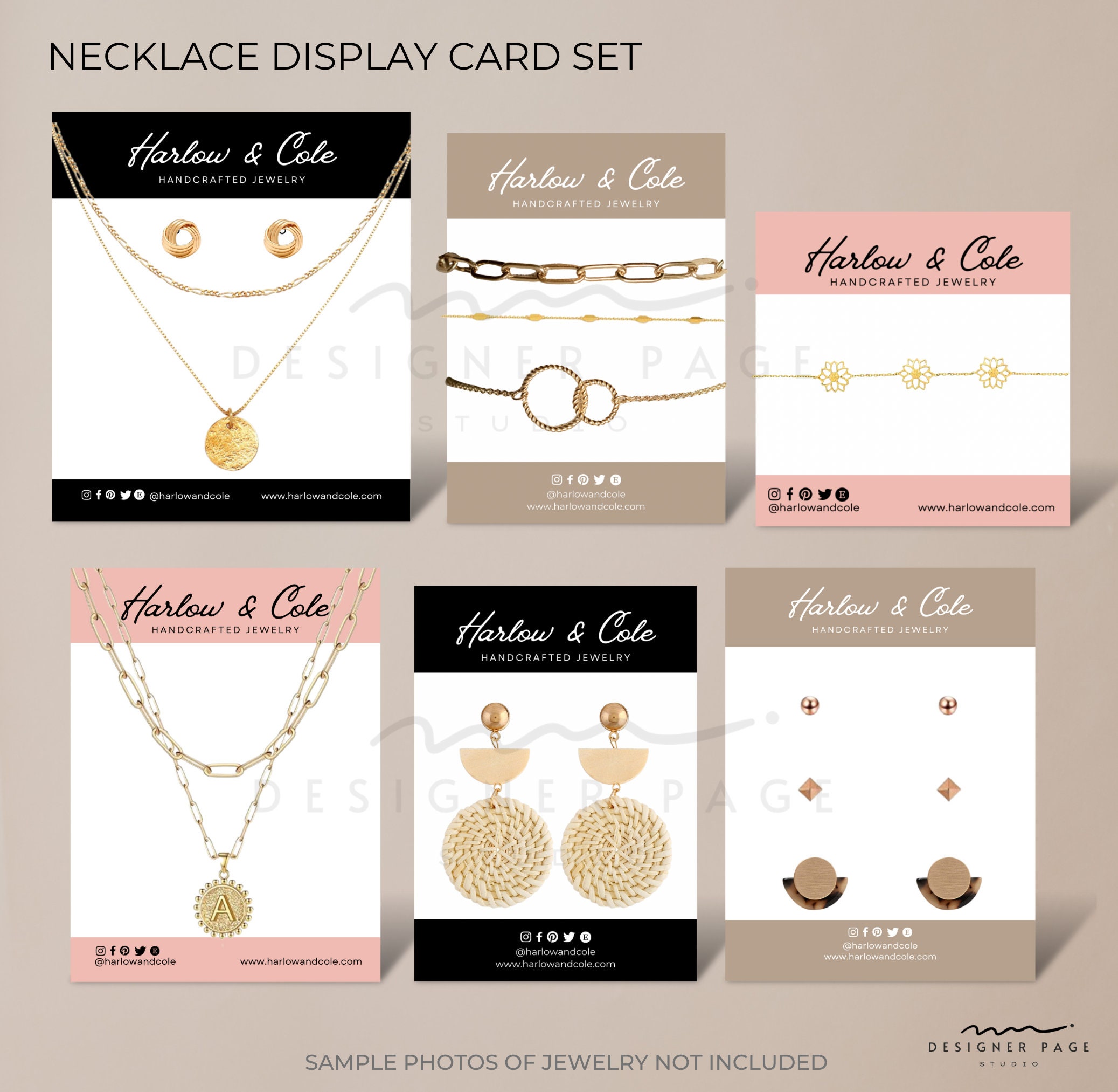 Editable Jewelry Display Card Template Canva, Printable Earrings ...