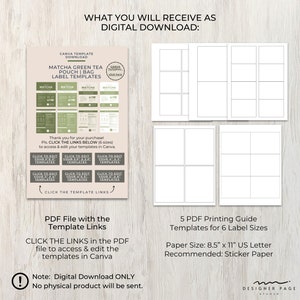 Matcha Tea Labels Template Editable Canva, Matcha Powder Tea Bag Label ...