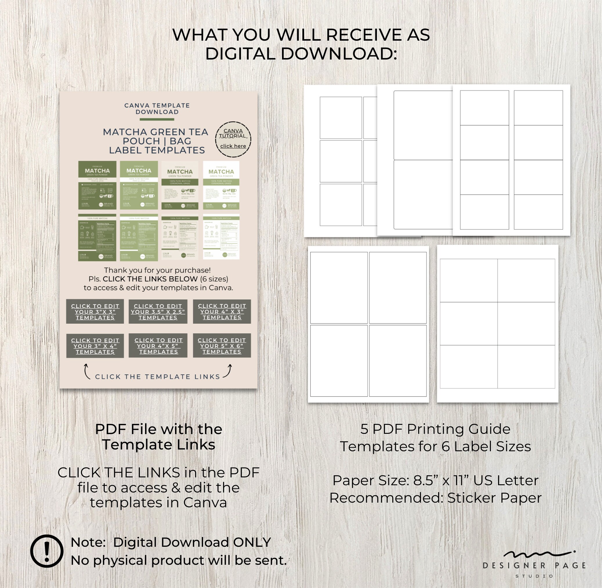 Matcha Tea Labels Template Editable Canva, Matcha Powder Tea Bag Label ...