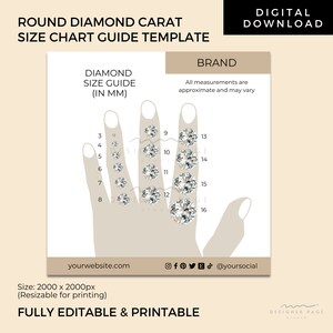 Diamond Size Guide Template Editable, Printable Round Diamond Stone ...