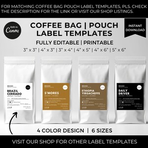 Coffee Tin Can Labels Template Editable Canva, Custom Coffee Labels ...