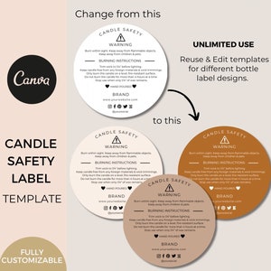 Candle Safety Label Template Editable, Printable Candle Warning Labels ...