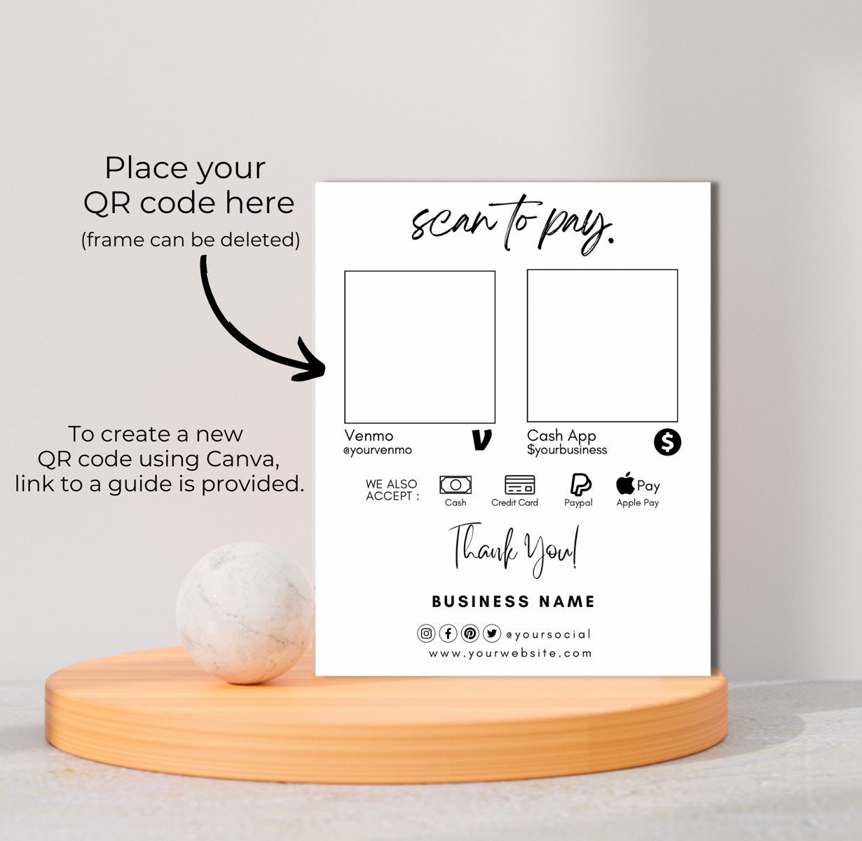 Price List Template Editable, Printable Payment Sign Card Set, Price ...