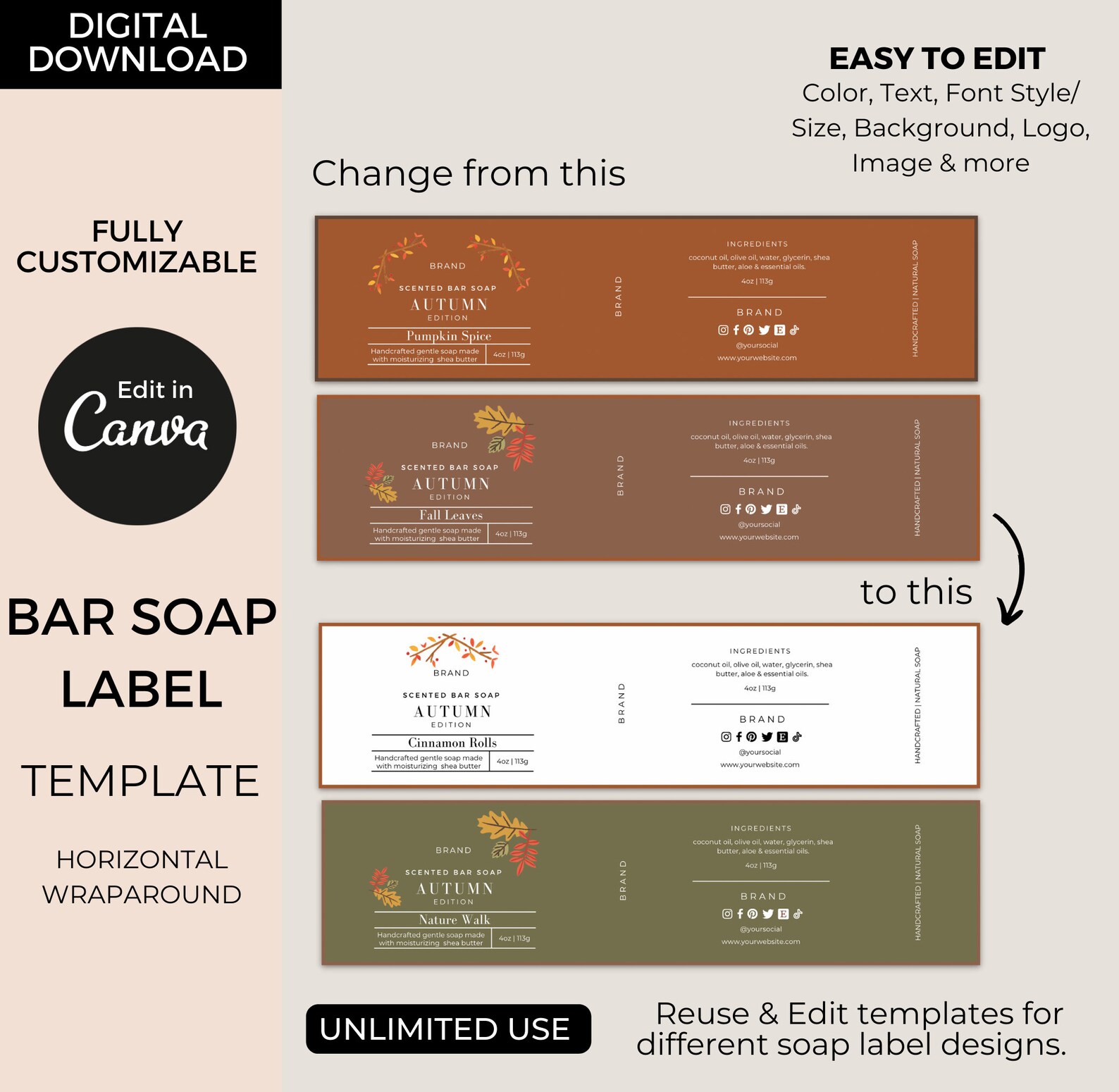 Editable Bar Soap Labels Template Canva Soap Labels - Etsy