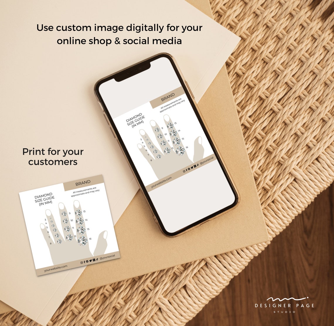 Diamond Size Guide Template Editable, Printable Round Diamond Stone ...