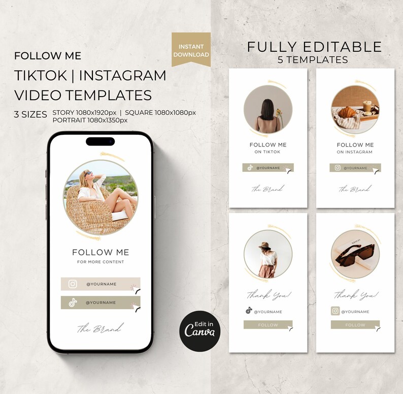 Follow Me on Tiktok Template Canva Editable Tiktok Video - Etsy