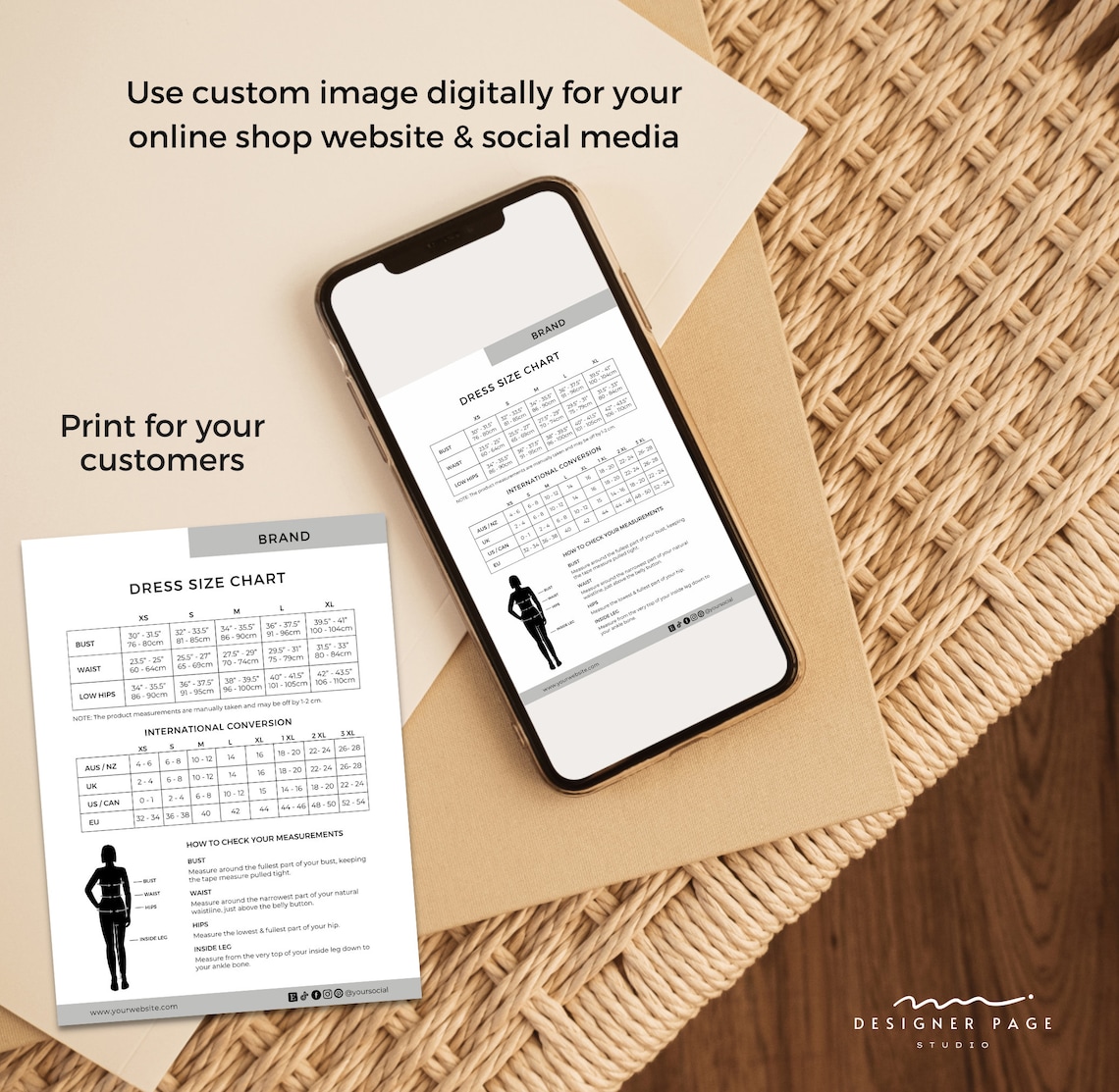 Editable Dress Size Chart Template Canva, Womens Dress Sizes Guide ...