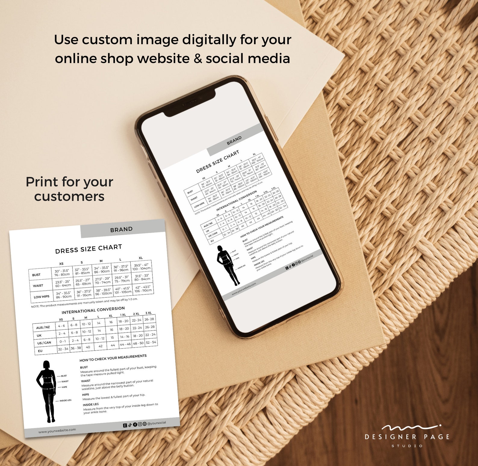 Editable Dress Size Chart Template Canva, Womens Dress Sizes Guide ...