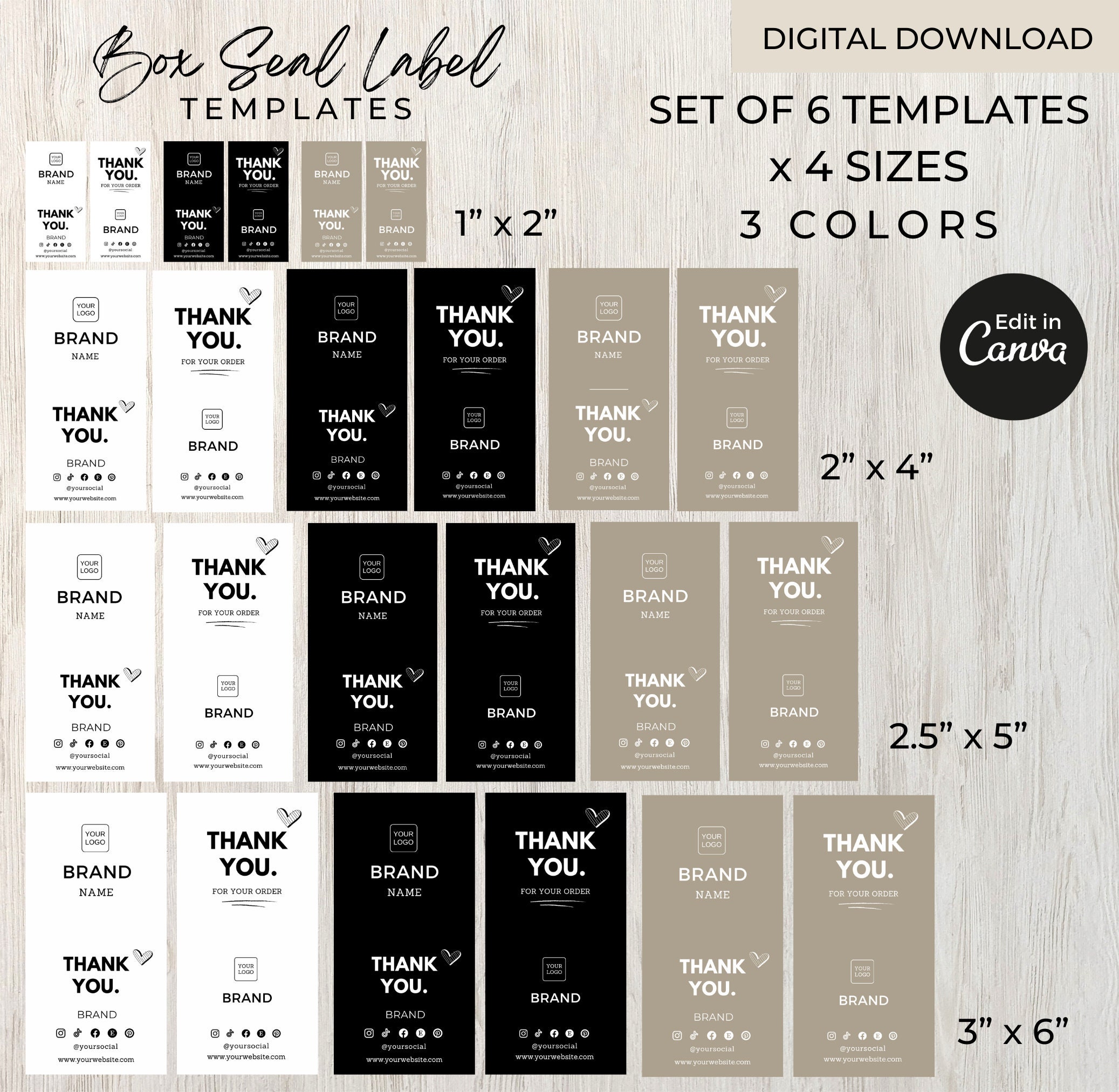 Editable Box Seal Labels Template Canva, Custom Mailer Box Label ...