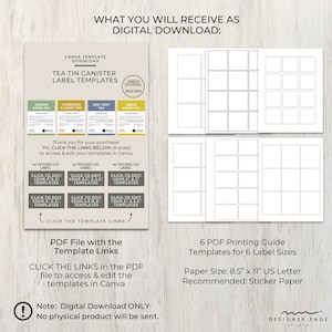 Modern Tea Tin Can Labels Template Editable Canva, Tea Canister Label ...