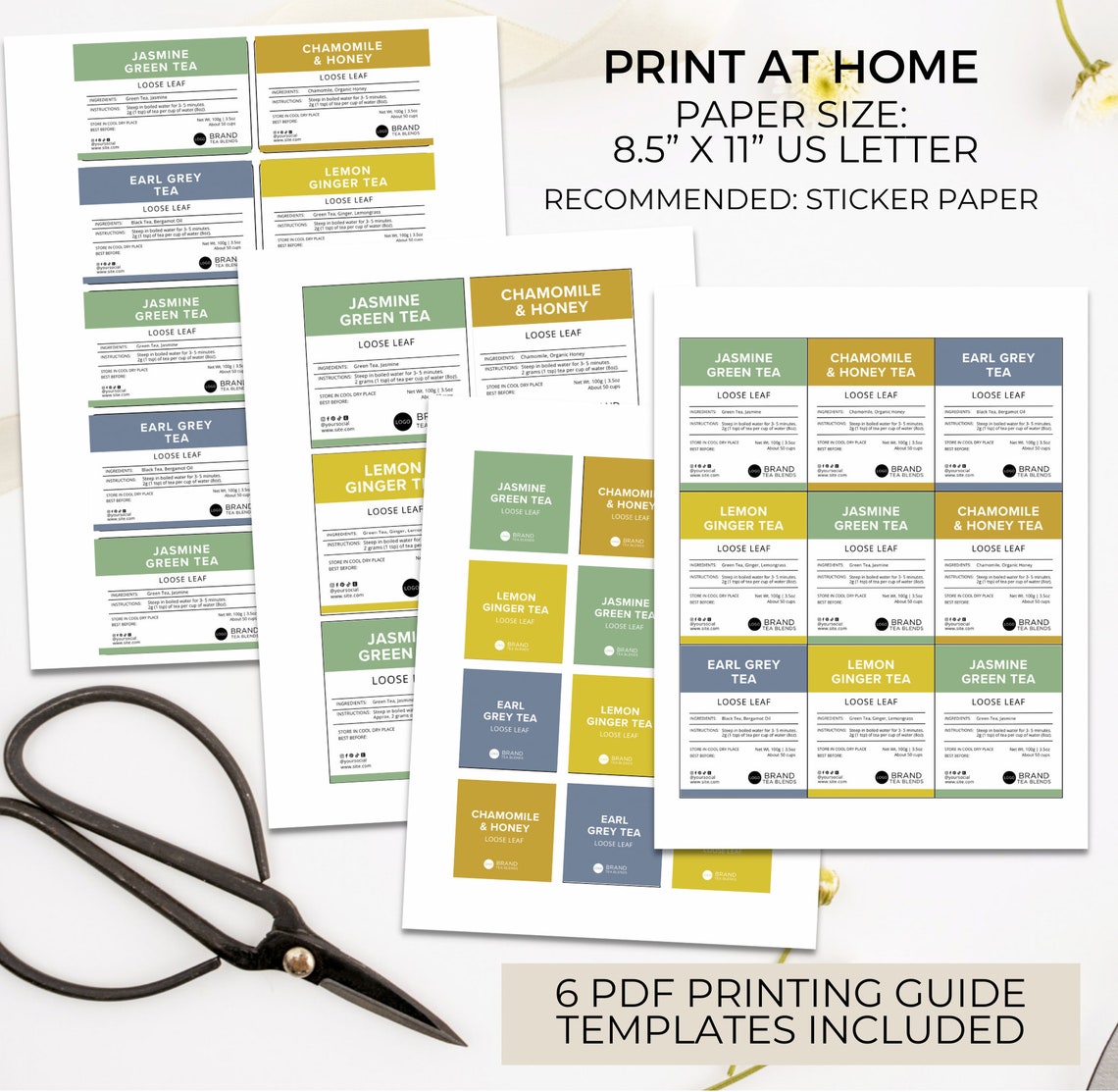 Tea Tin Can Labels Template Editable Canva, Tea Canister Label Stickers ...