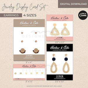 Editable Jewelry Display Card Template Canva, Printable Earrings ...