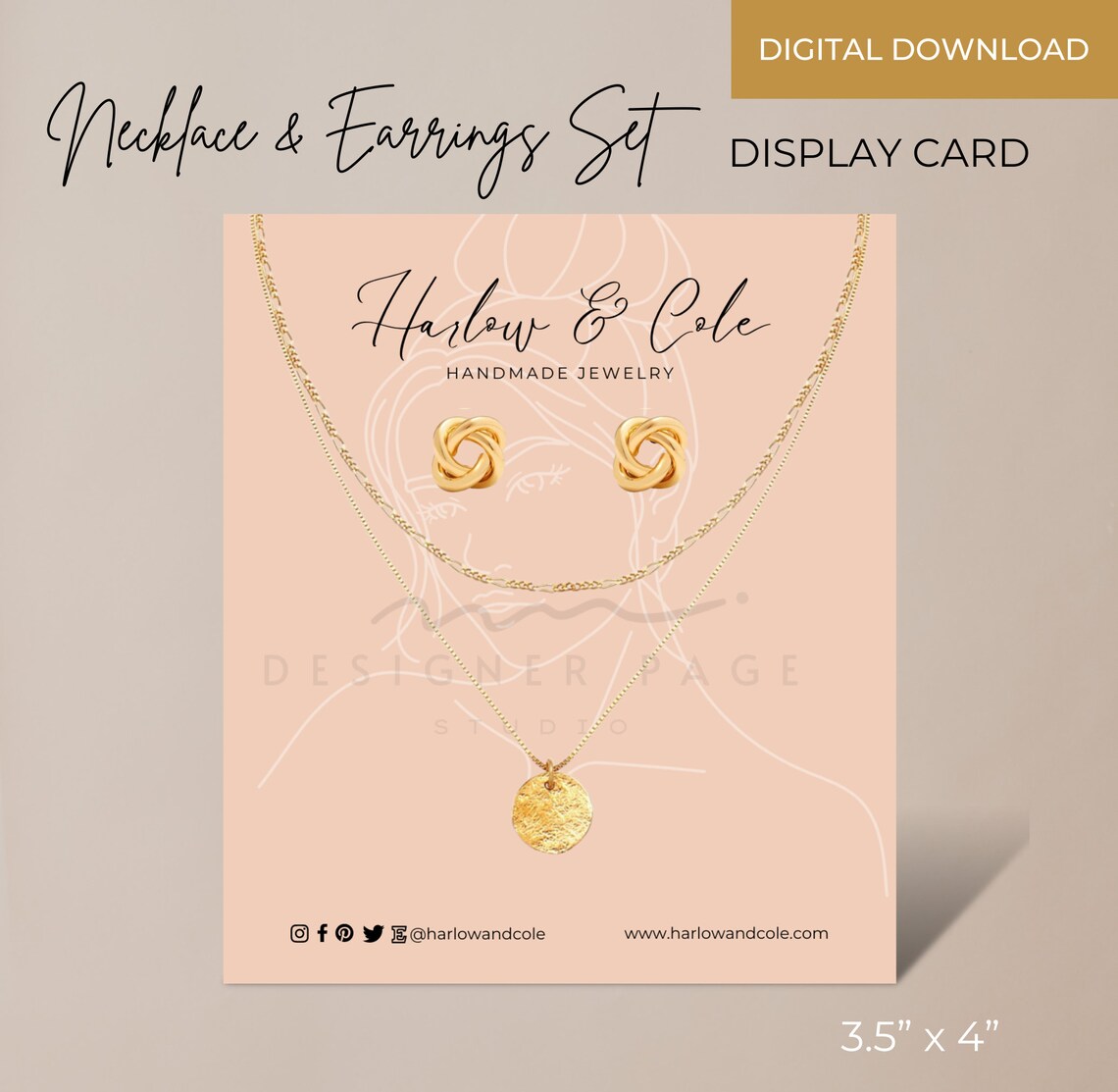 Editable Necklace Display Card Template Canva, Printable Necklace Tags ...