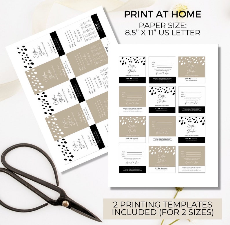 Printable Clothes Label Tags Template Canva Editable Clothing - Etsy