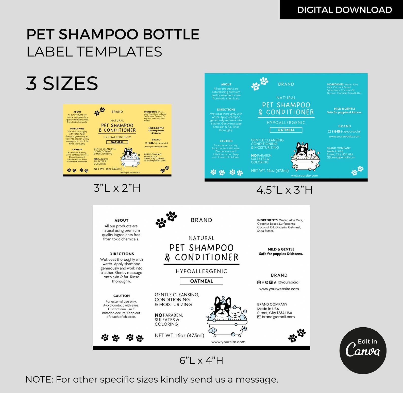 Dog Shampoo Bottle Labels Template Editable Canva, Pet Shampoo ...