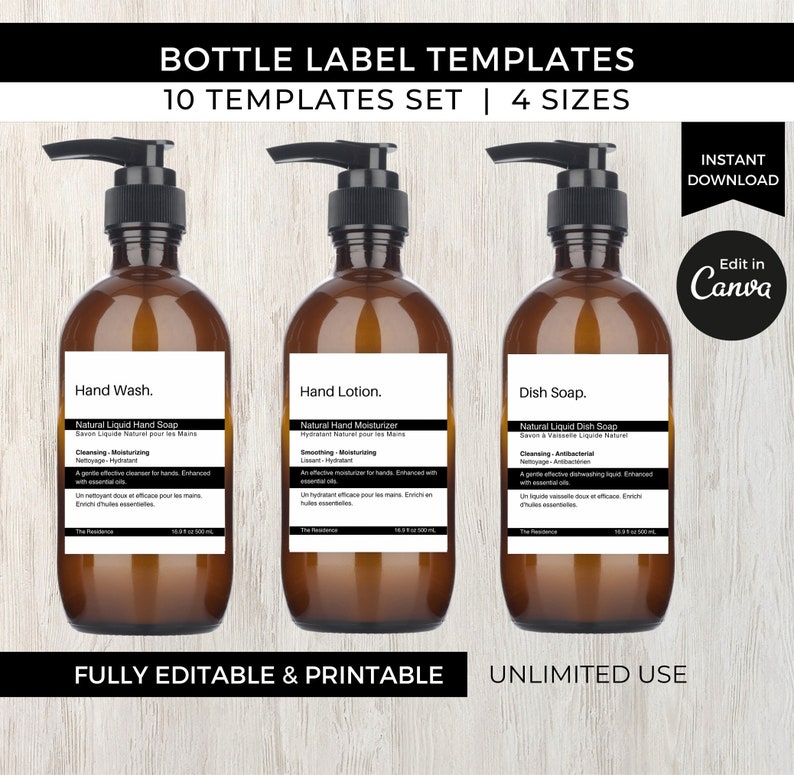 Minimalistic Hand Soap Bottle Label Template, Printable Label Stickers ...