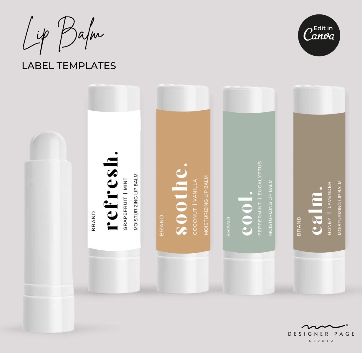 Editable Lipbalm Template Canva, Printable Lip Balm Labels Stickers, Lip Balm Tubes Label ...