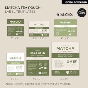 Matcha Tea Labels Template Editable Canva, Matcha Powder Tea Bag Label ...