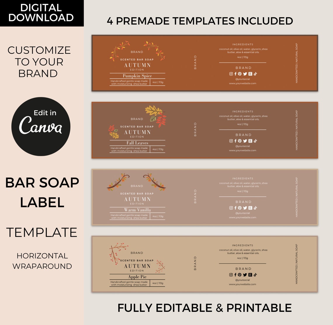 Editable Bar Soap Labels Template Canva Soap Labels - Etsy