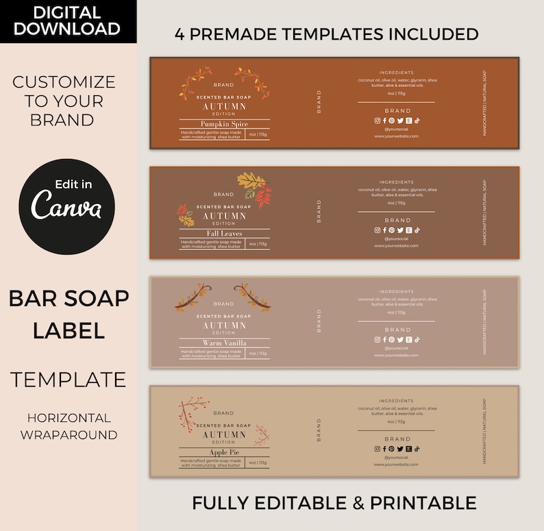 Editable Bar Soap Labels Template Canva Soap Labels - Etsy