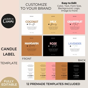 Editable Candle Label Template Canva, Modern Candle Labels Printable ...