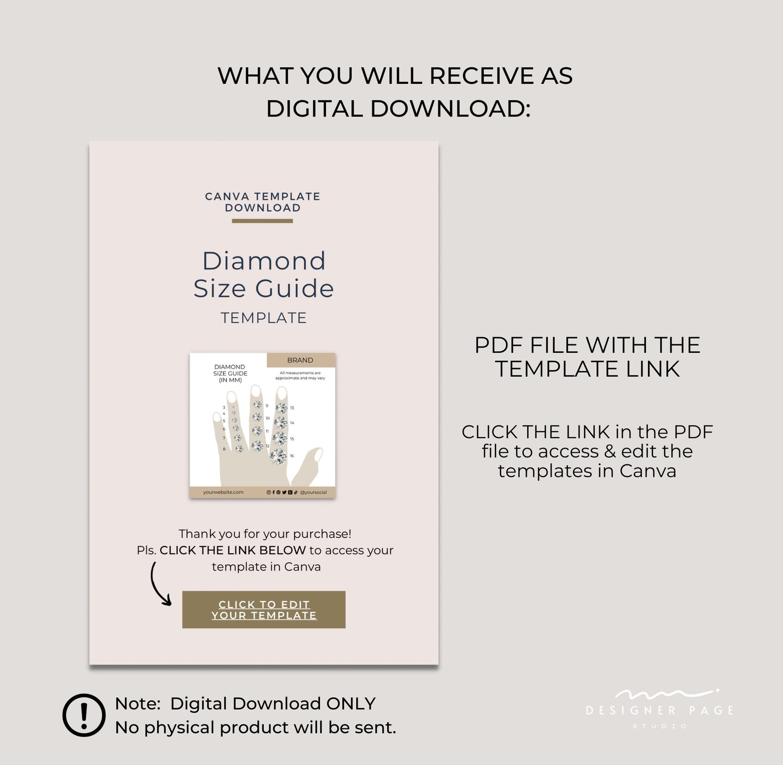 Diamond Size Guide Template Editable, Printable Round Diamond Stone ...