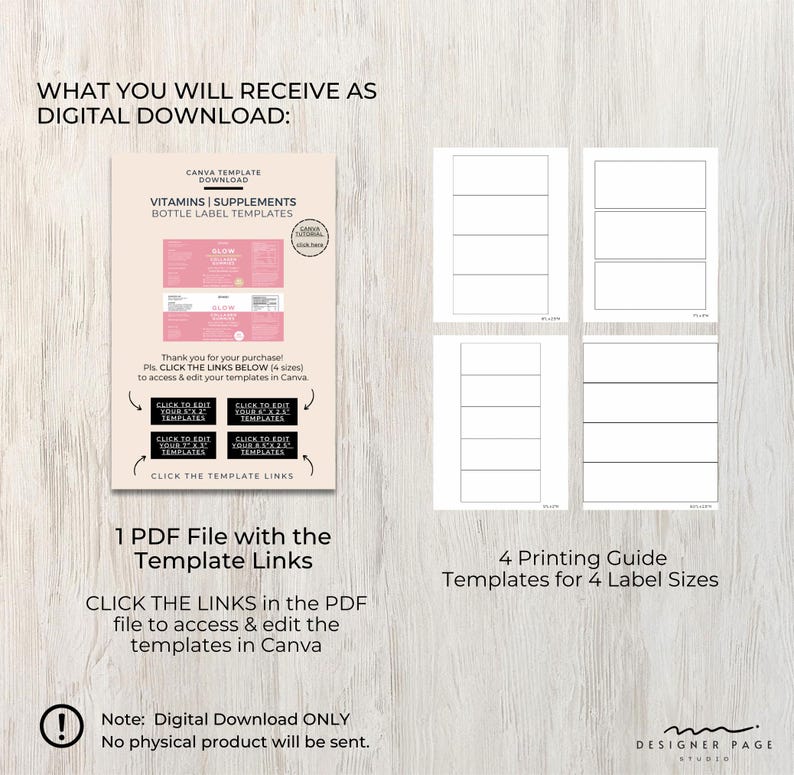 Collagen Supplements Bottle Labels Template Canva Editable, Printable ...