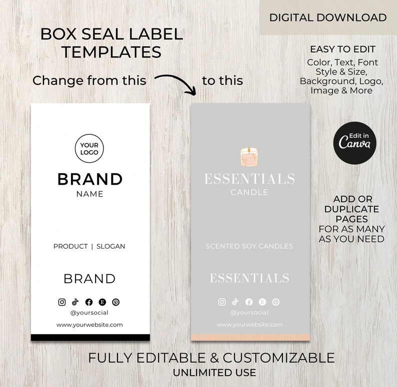 Box Seal Labels Template Editable Canva, Mailer Box Label Stickers ...