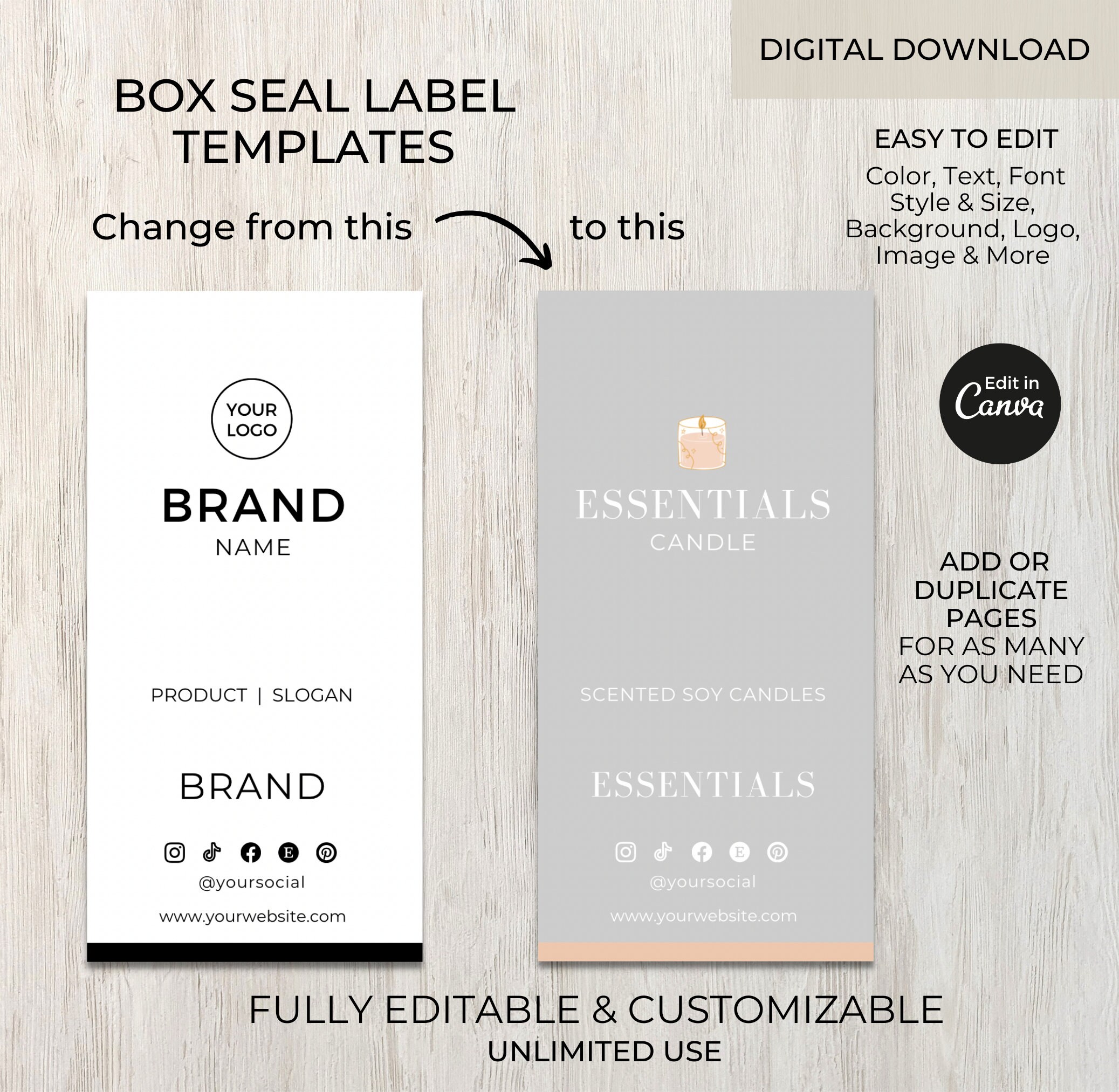Box Seal Labels Template Editable Canva, Mailer Box Label Stickers ...