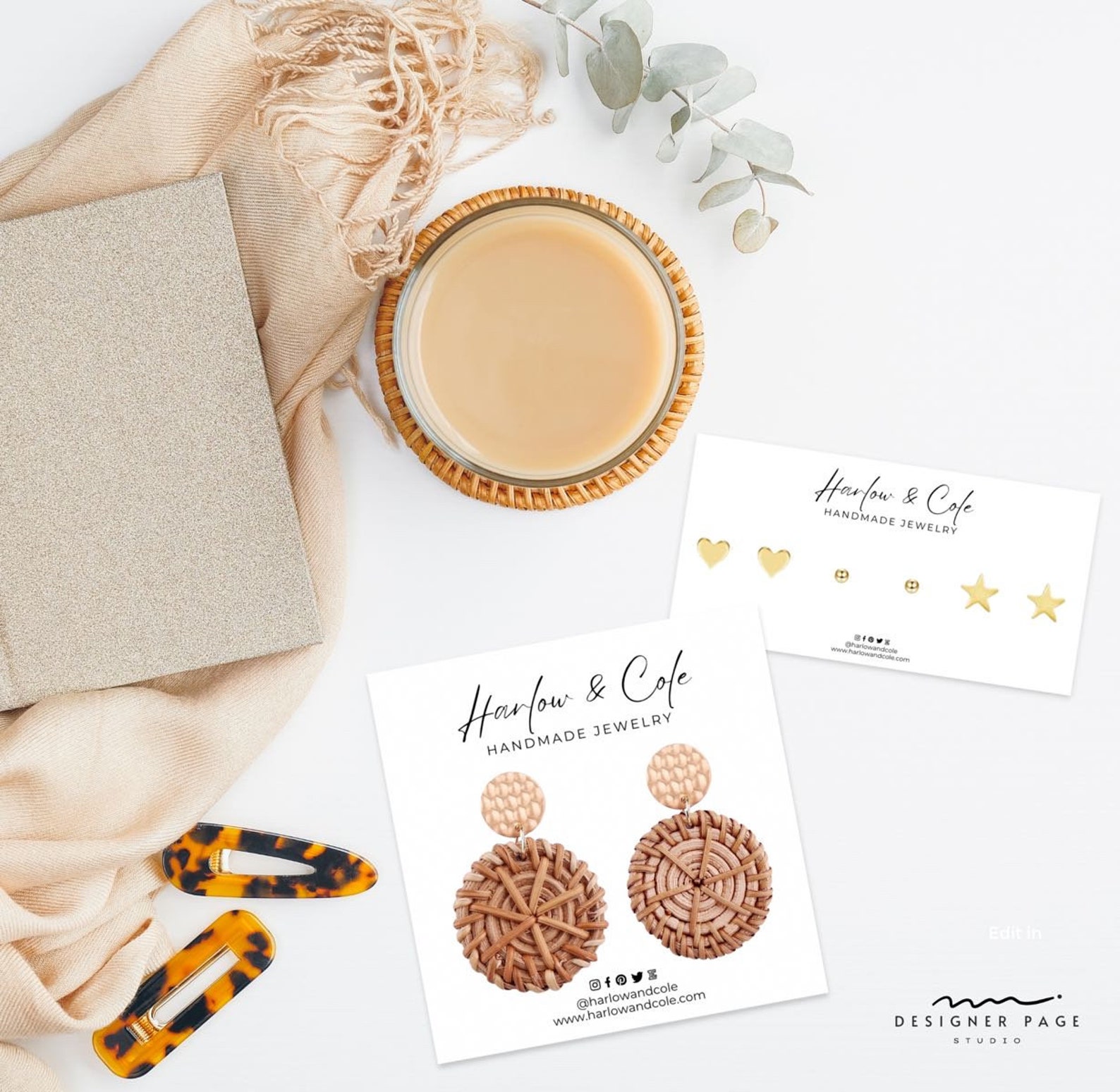 Editable Earrings Display Card Template Canva, Printable Earrings Label ...