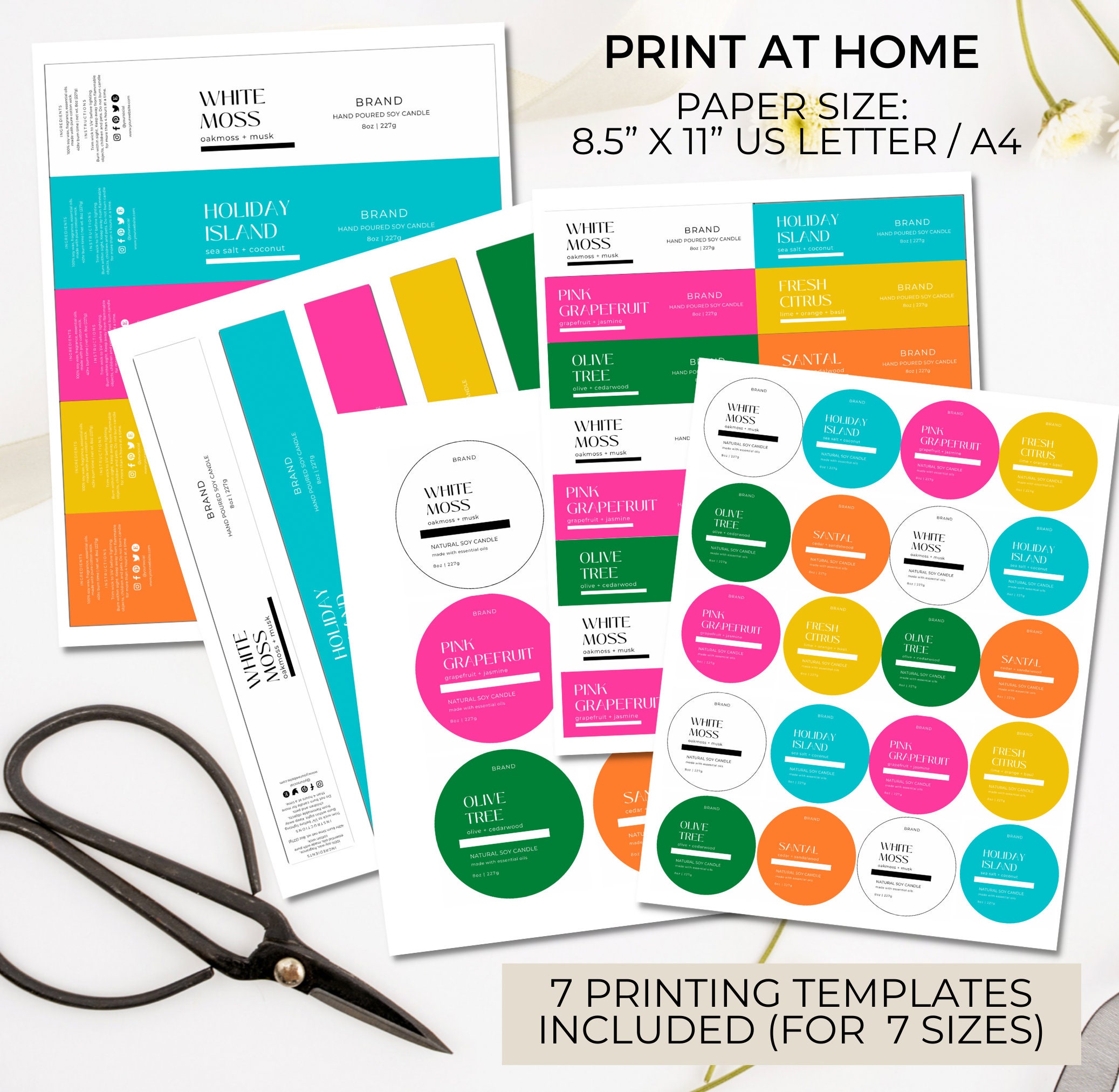 Candle Tin Labels Canva Template, Round Candle Label Template Editable ...