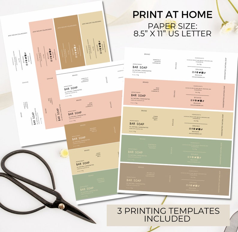Editable Bar Soap Label Template Canva, Soap Labels Printable, Soap ...