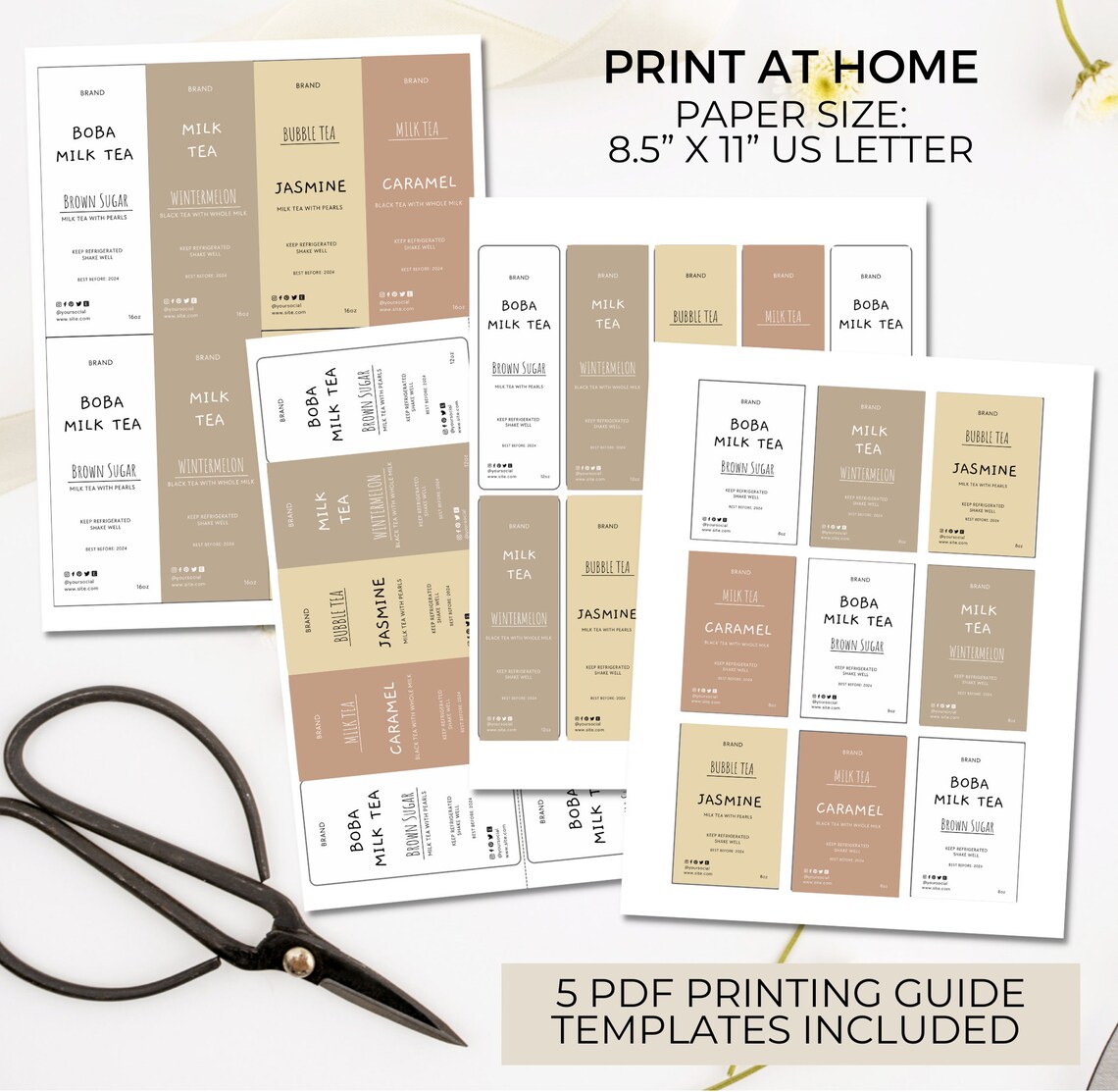 Editable Iced Coffee Bottle Labels Template Canva, Drinks Label Design ...