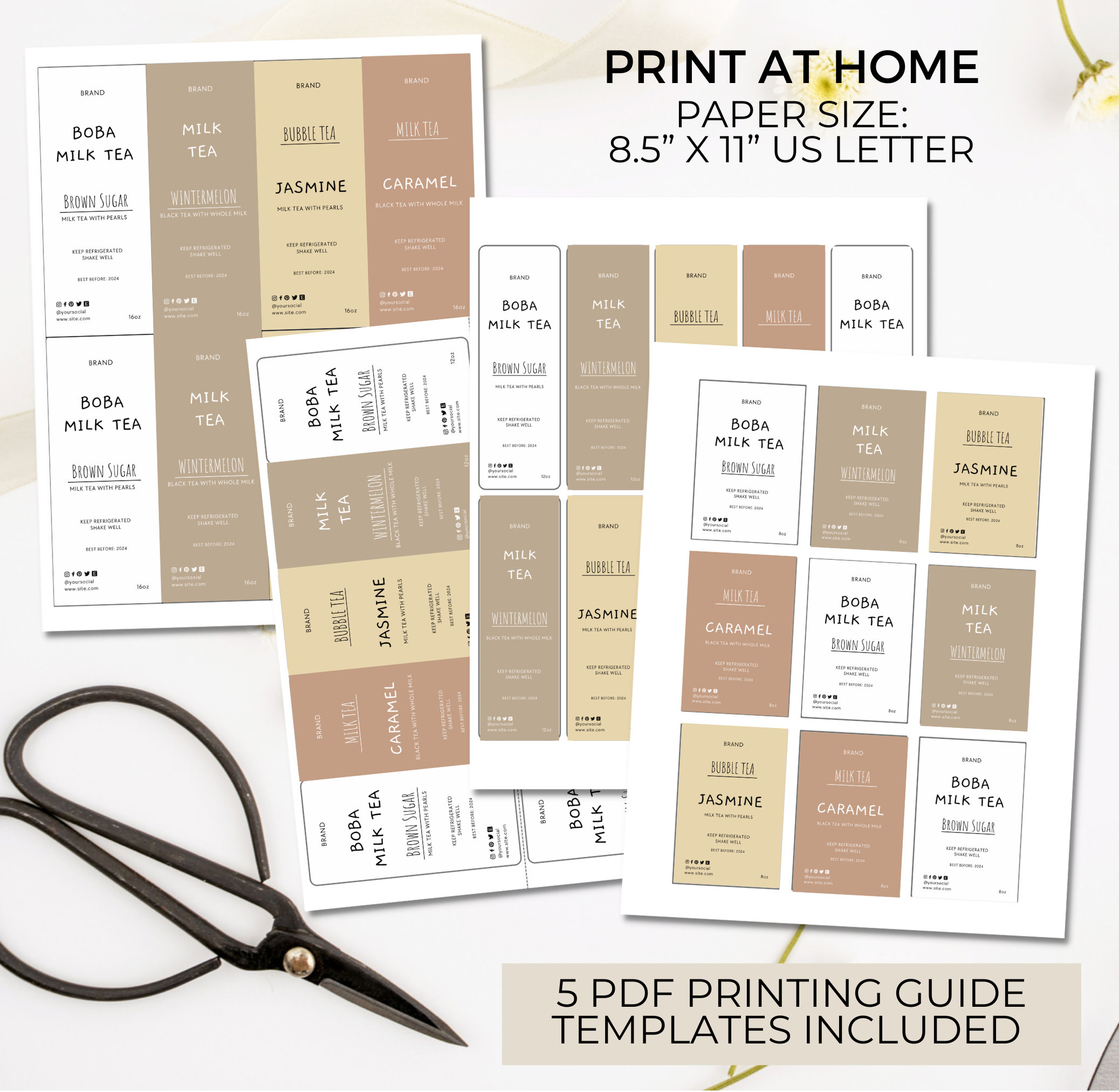 Editable Iced Coffee Bottle Labels Template Canva, Drinks Label Design ...