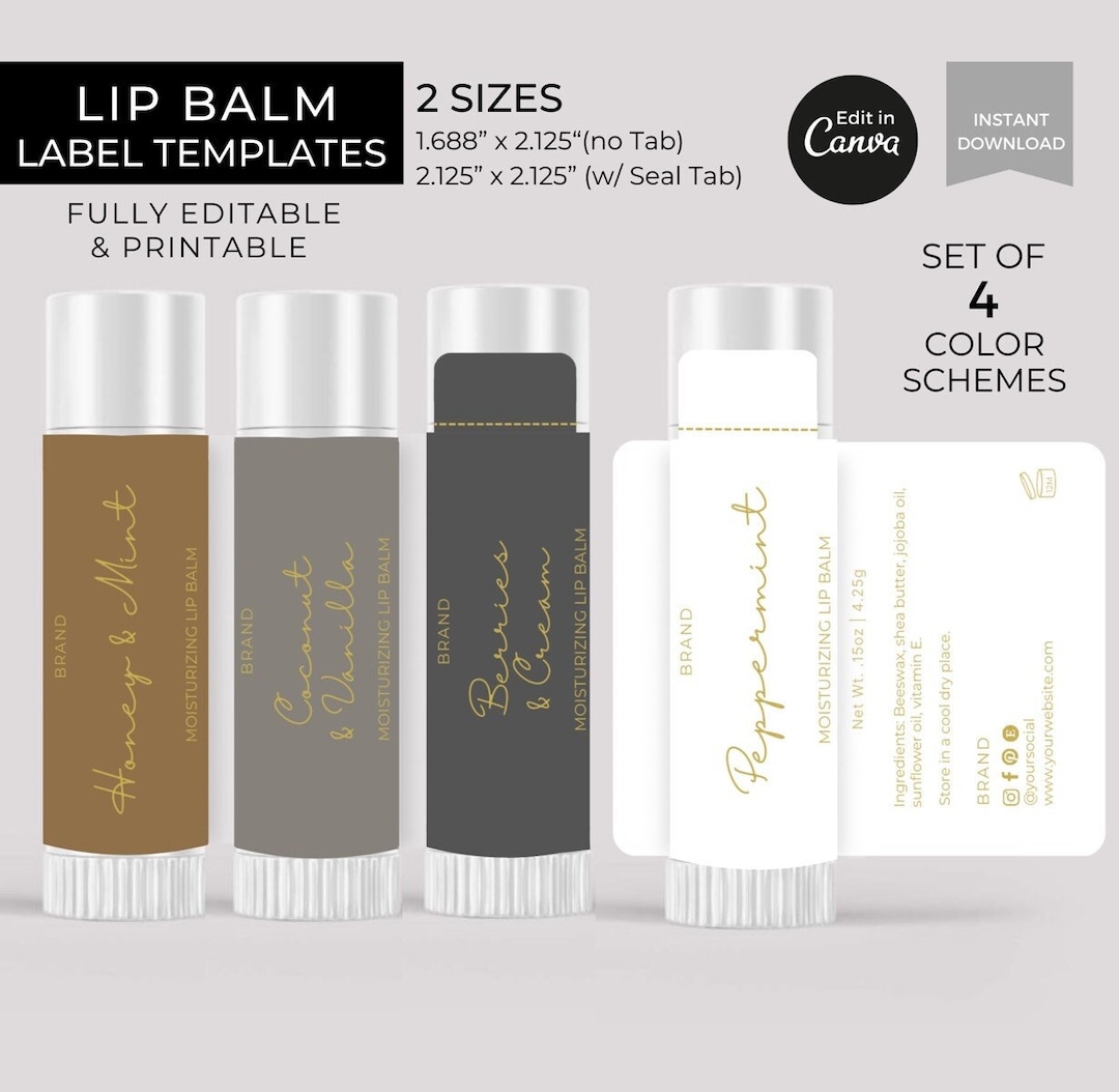 Lip Balm Label Template Canva, Printable Lipbalm Labels Stickers ...
