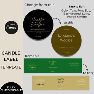 Editable Candle Tin Labels Template Canva, Modern Candle Label Stickers ...
