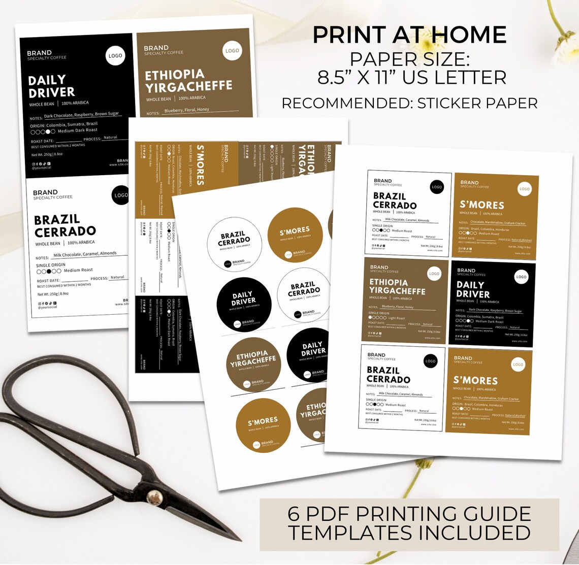 Coffee Tin Can Labels Template Editable Canva, Custom Coffee Labels ...