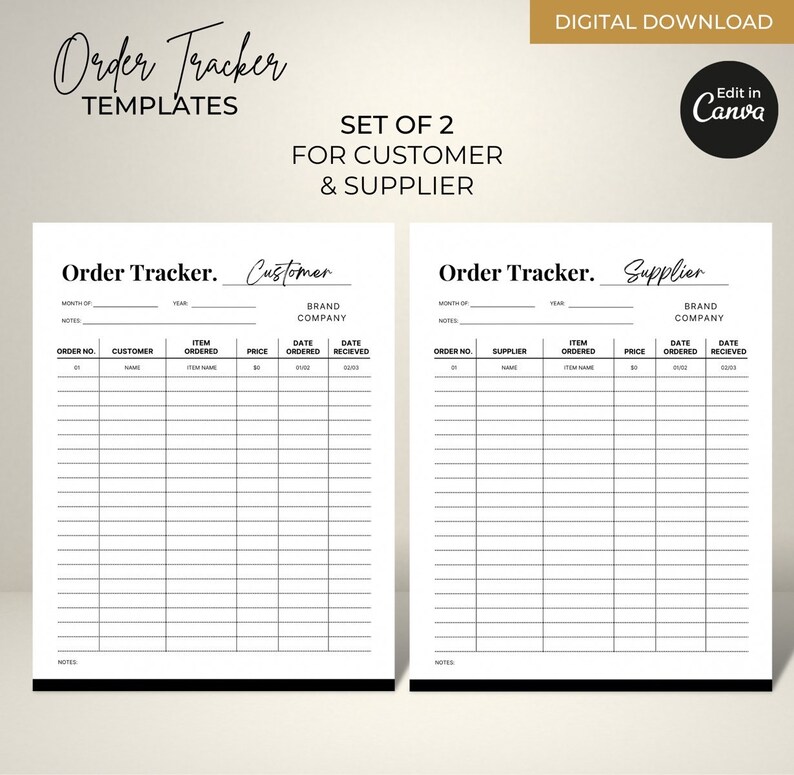 Editable Order Form Template Canva, Printable Customer Sales Invoice ...