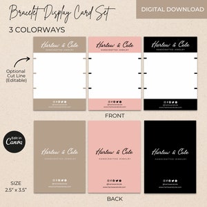 Editable Bracelet Display Card Template Canva, Printable Bracelet Cards ...