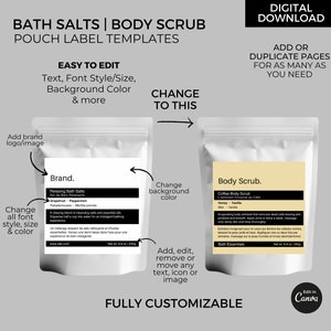 Minimalist Bath Salts Pouch Labels Template Canva, Aesop Label Stickers ...