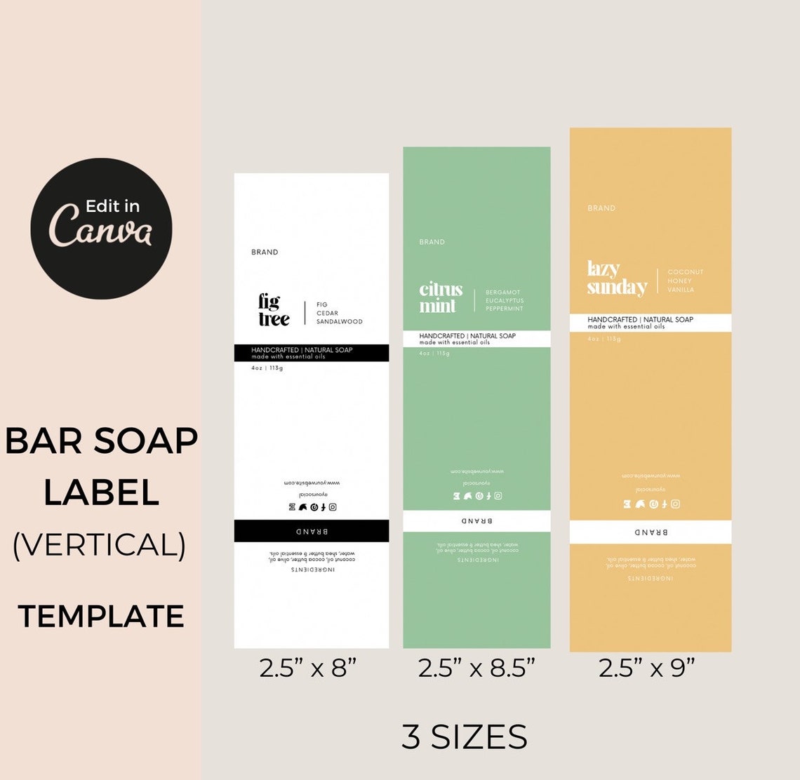 Modern Soap Label Template Editable Bar Soap Labels - Etsy