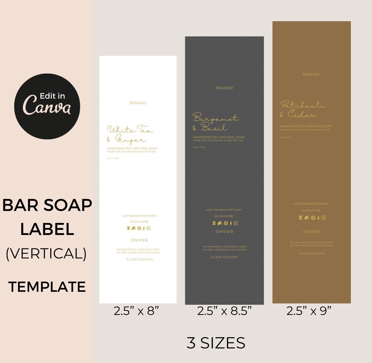 Bar Soap Labels Template Editable, Modern Soap Label Stickers Printable ...