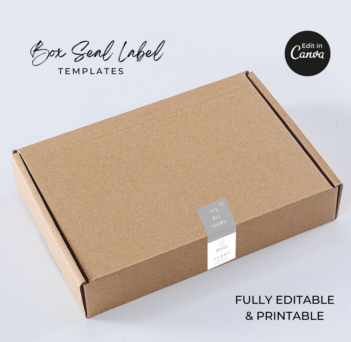 Editable Box Label Sticker Template Canva, Mailer Box Seal Labels ...