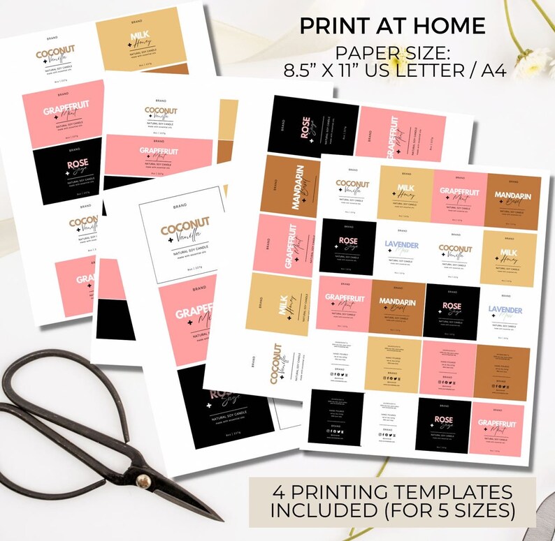 Editable Candle Label Template Canva, Modern Candle Labels Printable ...