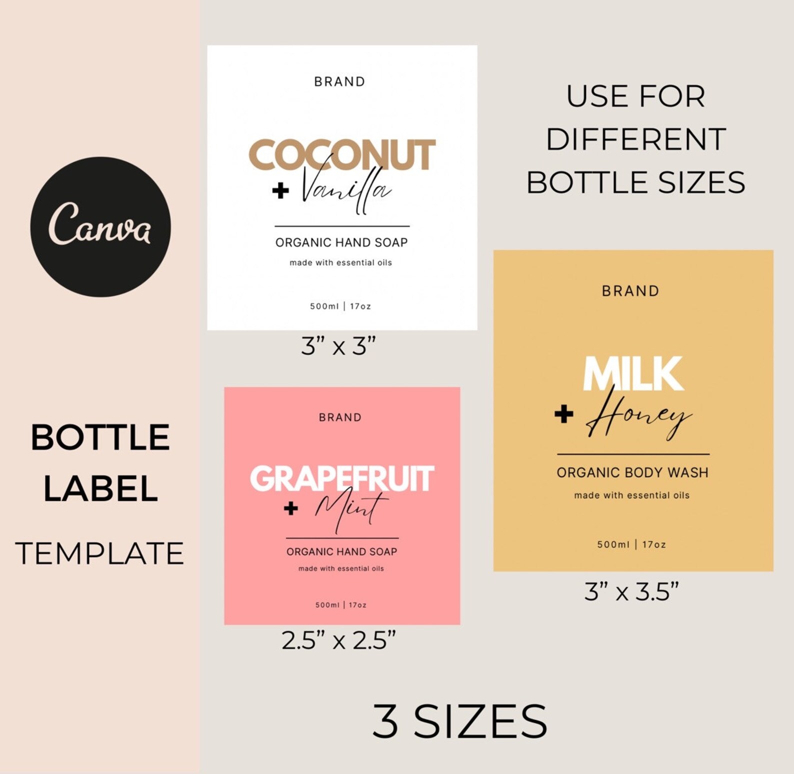 Printable Hand Soap Bottle Labels Template Canva Editable - Etsy