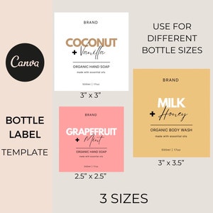 Printable Hand Soap Bottle Labels Template Canva, Editable Hand Body ...