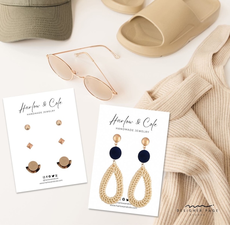 Editable Earrings Display Card Template Canva, Printable Earrings Label ...